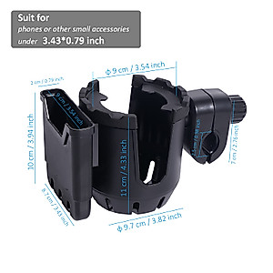 EASICOZI Microphone Stand Cup Holder with Phone Holder, Universal 2-in-1 Drink Bottle Holder for Music Mic Stand