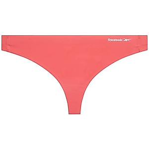 Reebok Women?s Underwear ? Stretch Performance Thong (3 Pack), Size Medium, Coral/Grey/Black