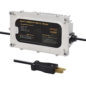 Generic 36 Volt 12 AMP Waterproof Golf Cart Battery Charger for 36 Volt Club CarYamaha with Crowsfoot Style Connector Crows Foot Plug Waterproof IP68