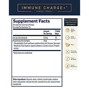 Quicksilver Scientific Immune Charge+ Zinc Throat Spray - Immune Support Liquid Zinc Supplement with Quercetin - 'Throat Coat' with Liposomal Absorption Technology (0.9 fl oz / 27ml)