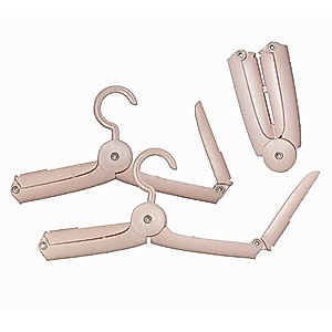 Fineget Foldable Travel Clothes Hangers with Clips Portable Plastic Clothing Coat Carry-on Hangers Saving Space Hangers Light Weight Drying Rack for Travel Pink (4 Pcs + 8 Clips)