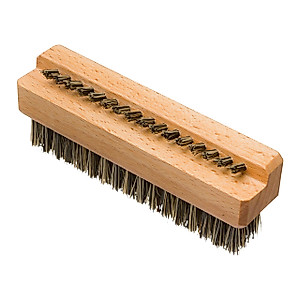 Redecker Natural Pig Bristle Nail Brush with Oiled Beechwood Handle, Double-sided Design with Angled Bristles, 3-1/2-Inches