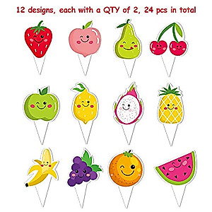 71 Packs Tutti Frutti Party Decorations Set Twotti Frutti Glitter Banner/Cake Topper Fruit Cupcake Toppers Mylar Balloons for Twotti Fruity Second Birthday Party