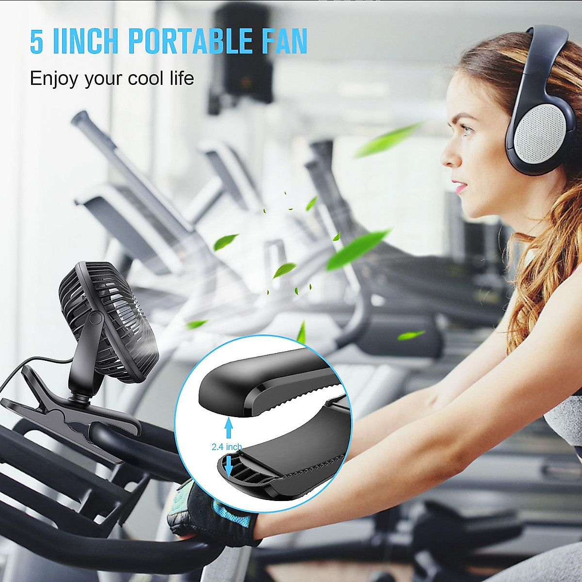 BESKAR 6 Inch Clip on Fan, 3 Speeds Small Fan with Strong Airflow, Clip & Desk Fan USB Plug in with Sturdy Clamp - Ultra Quiet operation for Office Dorm Bedroom Stroller