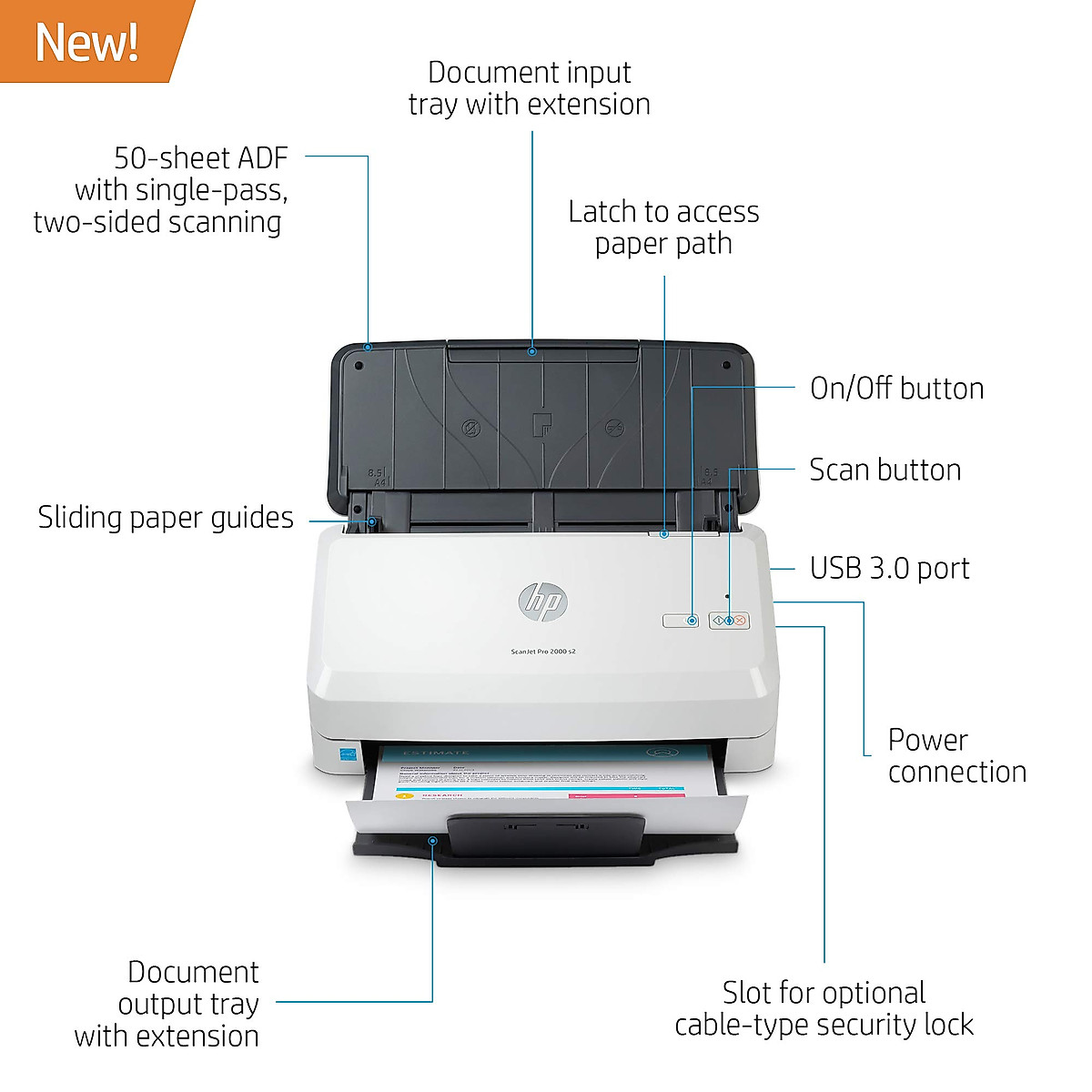 HP Scanjet Pro 2000 s2 Sheet-Feed Scanner (6FW06A)