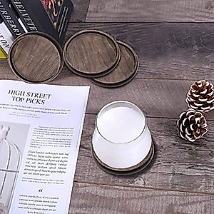 Wood Drink Coasters with Metal Holder, GOH DODD 4 Inch 8 Pieces Wooden Coasters Cup Coaster Set for Bar Kitchen Home Apartment, Walnut Wood