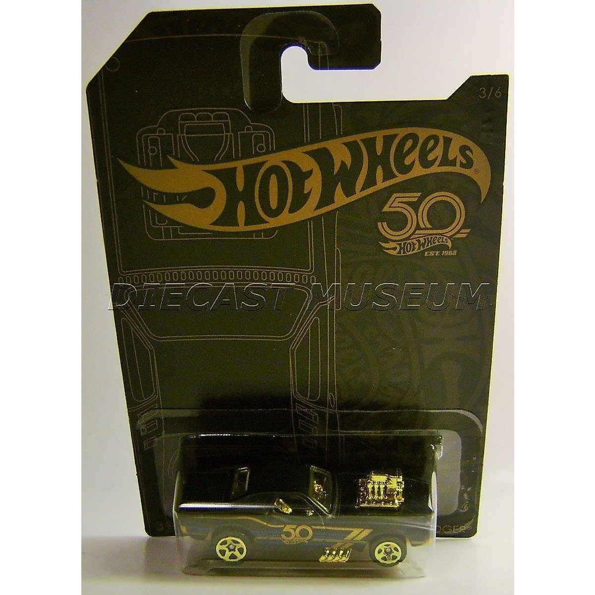 Hot Wheels 2018 50th Anniversary Black & Gold Series 1/64 Scale Diecast Model (Rodger Dodger)