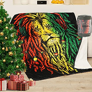 ELEPHWILD Vivid Rock Lion Pattern Blanket Fuzzy Throw Blanket Soft Fuzzy Flannel Blanket for Bed Couch Sofa Decor Blankets All Season Gift Blankets 60"x80"