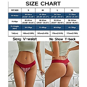 Knowyou 12/6 Pack Cotton Thongs for Women Sexy V-waist Lace Women’s Underwear Breathable No Show T-back Tanga Panties