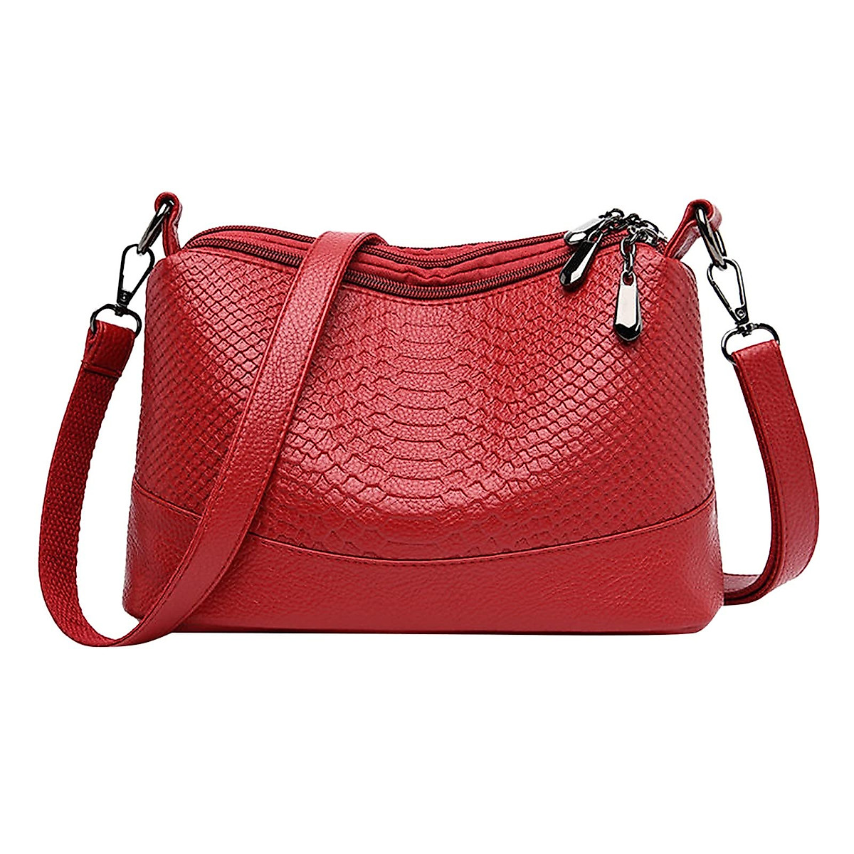 Crossbody Bags for Women Fashion Full Grain Pure Leathe Sling Bag Removable Straps Anti-Theft Zipper Top-Handle Bags Wallets