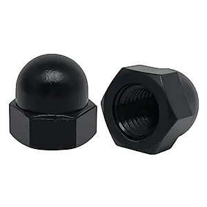 M8-1.25mm Acorn Hex Cap Nut,Dome Cap Head Nuts Nylon Hexagon Decorative Crown Cap Fasteners,Black Tone 30pcs