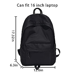 KUKUCAT School Backpack Waterproof Black Bookbag Suitable College High School Bags Laptop Backpack Suitable for Men Women (Black)