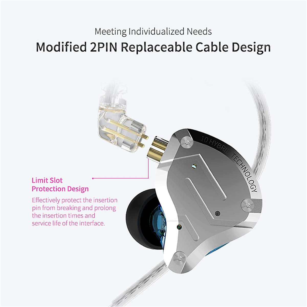 KZ ZS10 Pro in Ear Monitors Wired Headphones, 1DD 4BA Metal IEM, High Fidelity Gaming Earbuds with 2pins Tangle-Free Cable, Noise Cancelling Wired Earphones for PC Game Music Video (Black with mic)