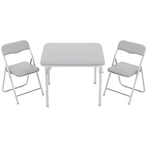 GAOMON Boys and Girls Folding Table and Chairs Set of 3, Portable Table and Chair with Pu Soft Cushion, No Installation Required, Suitable for Eating, Reading and Playing