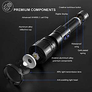 Startcool Flashlights High Lumens Rechargeable, Super Bright 250000 Lumens Flashlight USB, High Powered LED Flashlight, Handheld Rechargeable Flash Light for Emergency Camping Hiking Gift