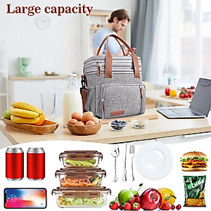 BAGNN Lunch Box & Lunch Bag for Women Men, Large Insulated Adult Lunch Box Leakproof Lunchbox Cooler Bag for Work Picnic Beach,16L, Gray