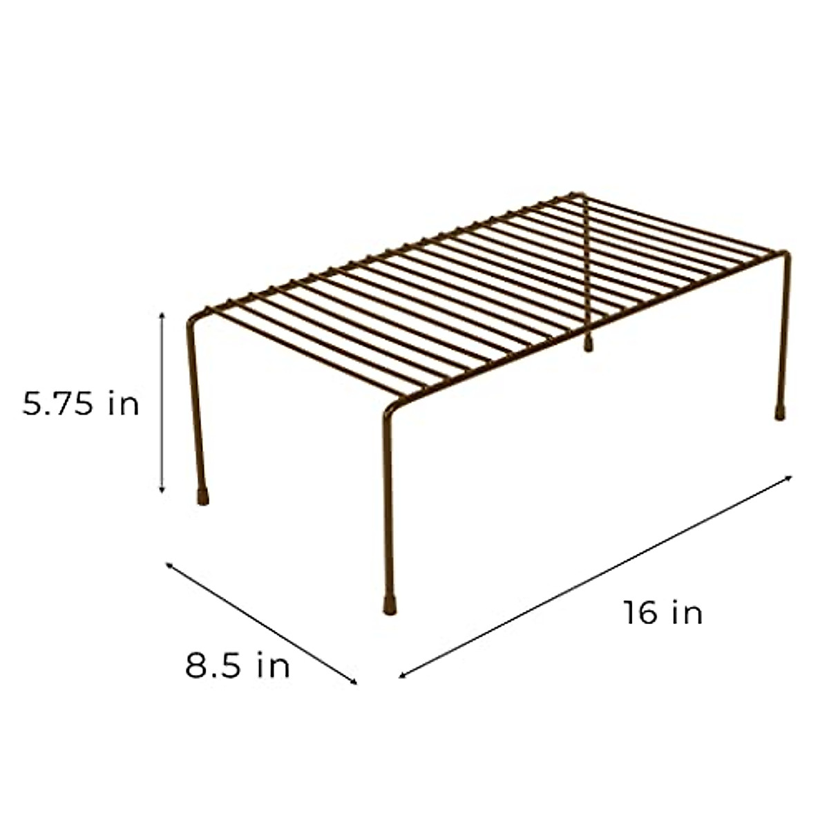 Smart Design Classic Storage Shelf – Large (8.5 x 16 in.), Bronze – Sturdy Steel Pantry Organizer with Rust-Resistant Finish and Non-Slip Feet for Easy Home Organization and Storage