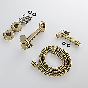 MINJING Handheld Bidet Sprayer for Toilet Brass Bathroom Cloth Diaper Sprayer Set with Cold and Hot Water, Wall Mounted Toilet Bidet Sprayer Kit for Feminine Hygiene,Chrome