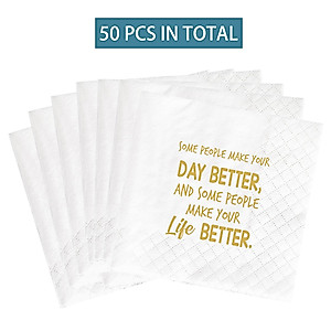 Thank You Gifts Napkins, Inspirational Gifts for Women, Men, Coworker, Birthday Party Decorations Supplies for Women, Best Friend, Daughter, Mom, Some People Make Your Day Better, 4.5x4.5In, 50Pcs
