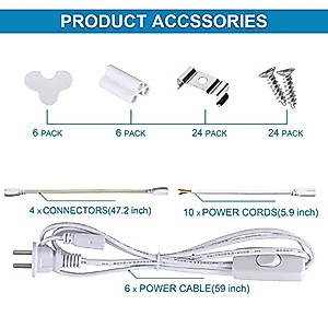 (6-Pack) 8ft LED Shop Light Fixture, 120W 19500LM 6000K, Cold White, U Shape, Clear Cover, Hight Output, Linkable Shop Lights, T8 LED Tube Lights, 8 LED Shop Lights for Garage 8 Foot with Plug