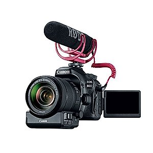 Canon Video Creator Kit, EOS 80D with EF-S 18–135mm Lens, Rode Videomic Go, and 32GB Sandisk Memory Card, Black