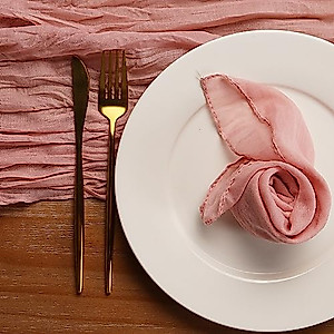 Dololoo Cheesecloth Table Runner Pink 35 x 118 Inches Gauze Table Runner 10Ft Rose Boho Rustic Decorations for Wedding Decor Reception Bridal Shower Holiday Party