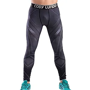 Red Plume Men's Compression Elastic Tight Leggings Sport Panther Leopard Printing Pants
