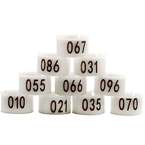 iherdsman 001-100 Multi-color Bird Leg Bands Numbered 8 mm Pigeon Parrot Chicks Leg Band Duck Clip Rings Bands (White)
