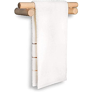 Premium Self-Adhesive Natural Beech Wood Towel Rack/Paper Towel Holder, Stick on Wall Towel Bar/Paper Towel Hanger for Bathroom/Kitchen - (Self-Adhesion & Drilling Installation)