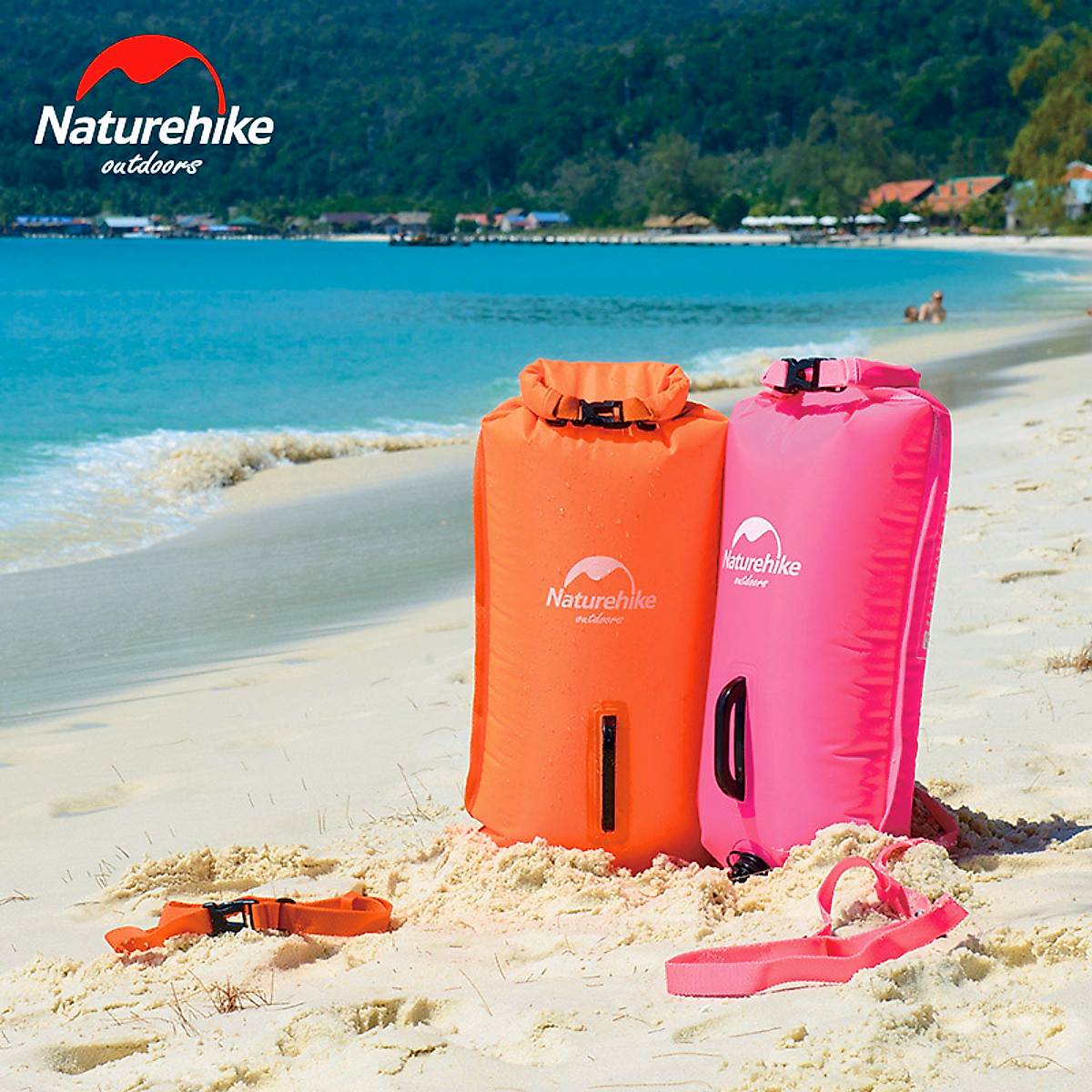 Naturehike Swim Buoy Inflatable Swimming Tow Float Difting Bag Dry Bag Water Sport Storage Bag(Orange)