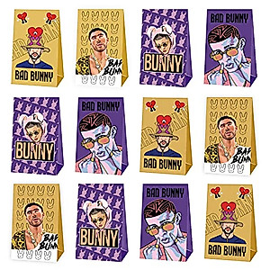 Bunny Paper Gift Bags-Bad Rabbit Treat Bags Small Size Goodies Bags Colorful Bunny Theme Birthday Party Accessories Grap Bags Party Favor Decoration Supplies