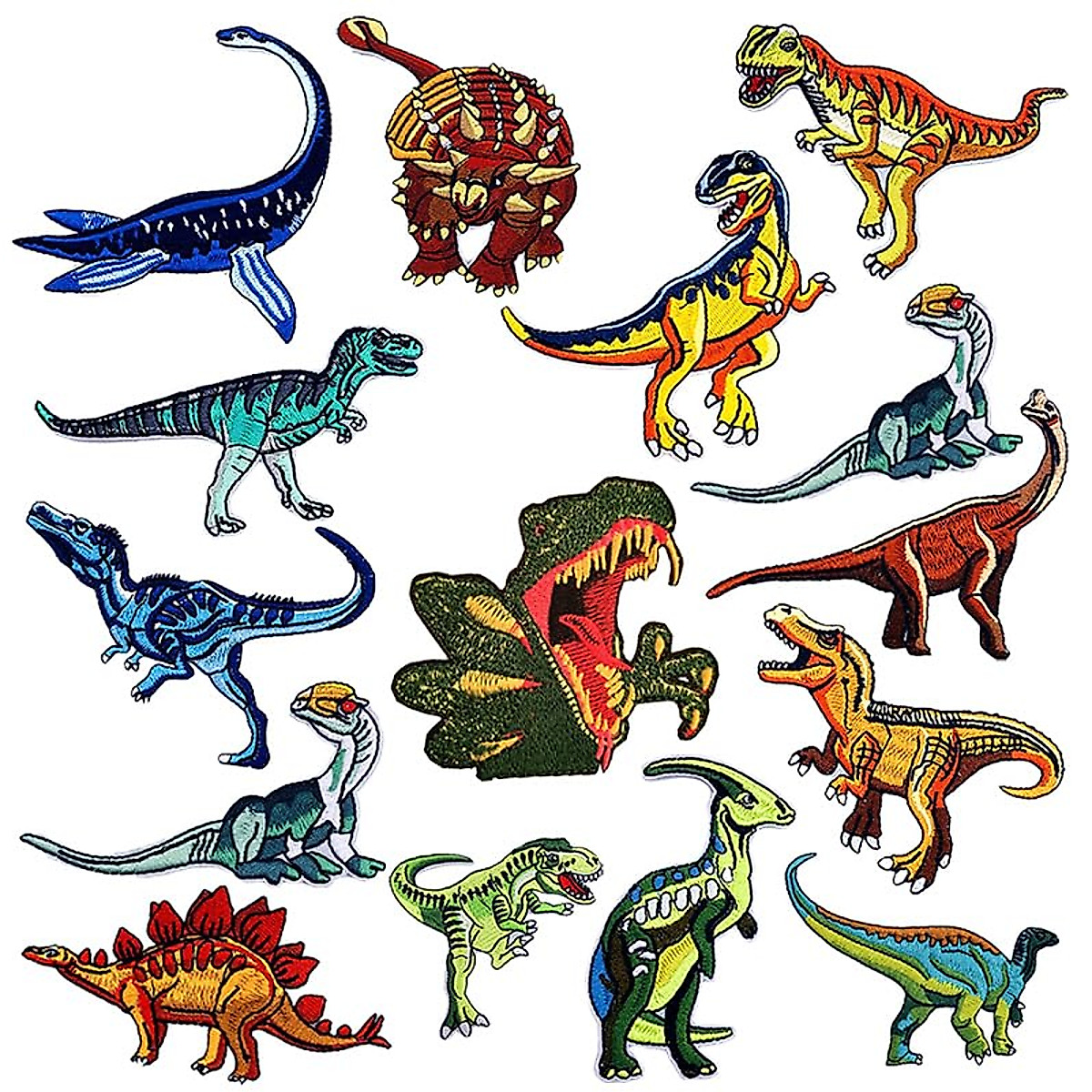 14Pcs Dinosaur Embroidered Patches Sew on Patches Dinosaur Iron on Patch Applique Patch Repair Embroidered Appliques for Clothes Sew/Iron on Jackets Backpacks Hat Dress Fabric for DIY Accessories