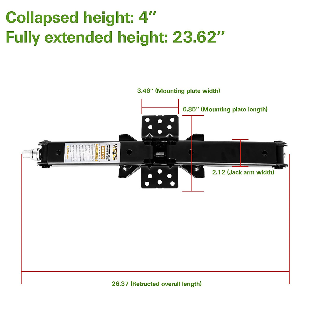 Weize RV Trailer Camper Stabilizer Leveling Scissor Jacks with Handle-24-7500lbs - Set of 4