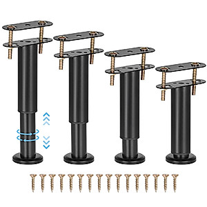 RealPlus 2pcs Adjustable Bed Frame Support Legs, Heavy Duty Metal Bed Center Slat Support Legs with Wider Base (5.9"-10")