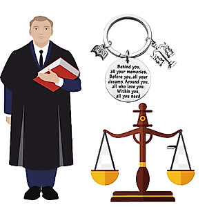 FEELMEM Scales of Justice Lawyer Gifts New Lawyer Gifts Behind You All Your Memories Before You All Your Dreams Keychain Law School Graduation Gift for Attorney Law Students (Lawyer Keychain)