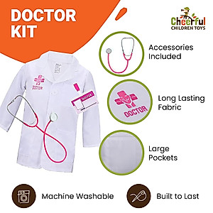 Cheerful Children Toys Girls Dress Up Clothes for Play - 16 Pcs 3 Costume Set - Kids' Dress Up & Pretend Play - Little Girls 3-7 Years - Gardener, Explorer, Doctor Costume Set