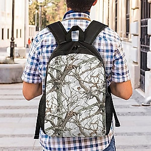 RLDOBOFE White Tree Camo Backpack For Women Men Travel Laptop Backpack Rucksack Casual Daypack Lightweight Travel Bag