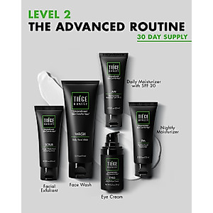 Tiege Hanley Mens Skin Care Set, Advanced Skin Care Routine for Men (System Level 2) - Face Wash Kit for Fines Lines - Men's Skincare Set Includes Face Wash, Facial Scrub, Moisturizer, & Eye Cream