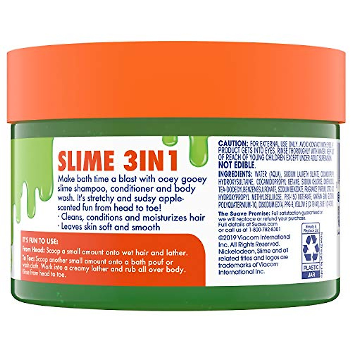 Suave Kids Shampoo, Conditioner, Body Wash 3 in 1 for Ease Gooey Green Apple Tear-Free 10 oz