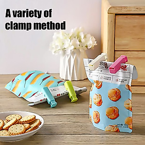 Bag Clips for Food Storage, Bread Bag Clips, Food Bag Clips for Bread, Nuts, Dried Fruit, Frozen Foods Bag Cinch Non-Slip Grip, Easy Squeeze & Lock, 12 Pack (Multi-Color)