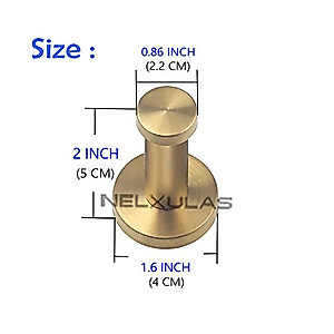 NELXULAS Golden Brushed Stainless Steel Single Super Heavy Duty Wall Mount Hook, Bath Towel Hooks, Coat Hanger (2", 4 PCS)