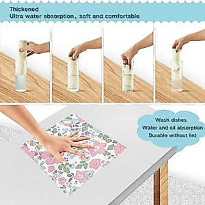 FRODOTGV Elegant Floral Pattern Kitchen Microfiber Towels New Home Tea Towels for Kitchen Kitchen Towels Terry Cloth Kitchen Hanging Hand Towels