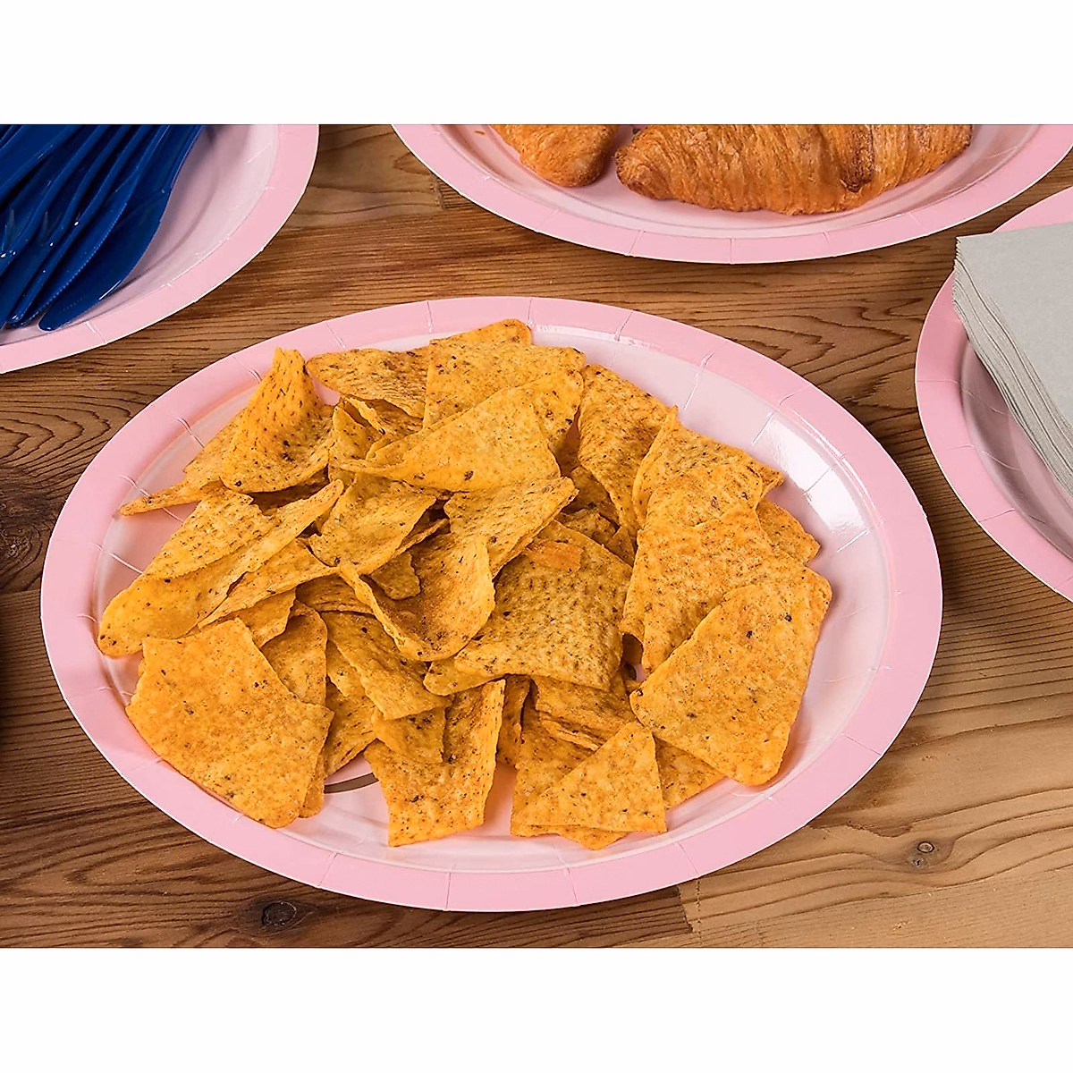 BLUE PANDA Disposable Plates - 80-Count Paper Plates, Bridal and Baby Shower Party Supplies for Appetizer, Lunch, Dinner, and Dessert, Floral Deer Pattern, 9 x 9 Inches