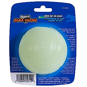 Chuckit! Max Glow Ball Dog Toy, Large (3 Inch Diameter) for Dogs 60-100 lbs, Pack of 1