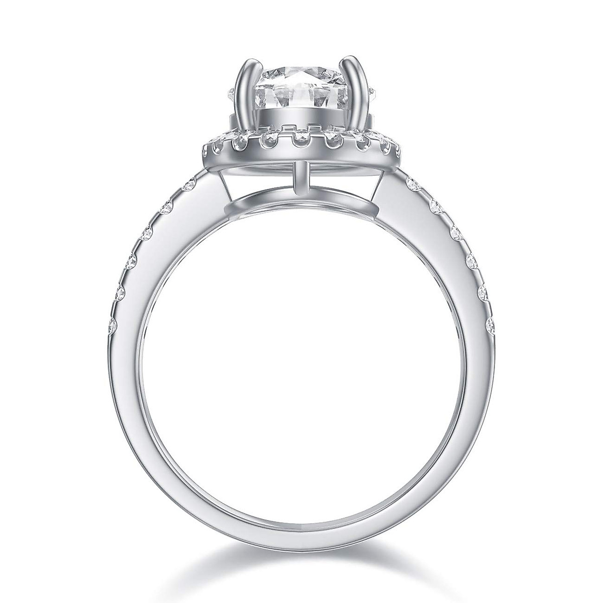 Blocaci 1 CT TW Round Cut Moissanite Engagement Ring for Women 10k White Gold Size 4.5