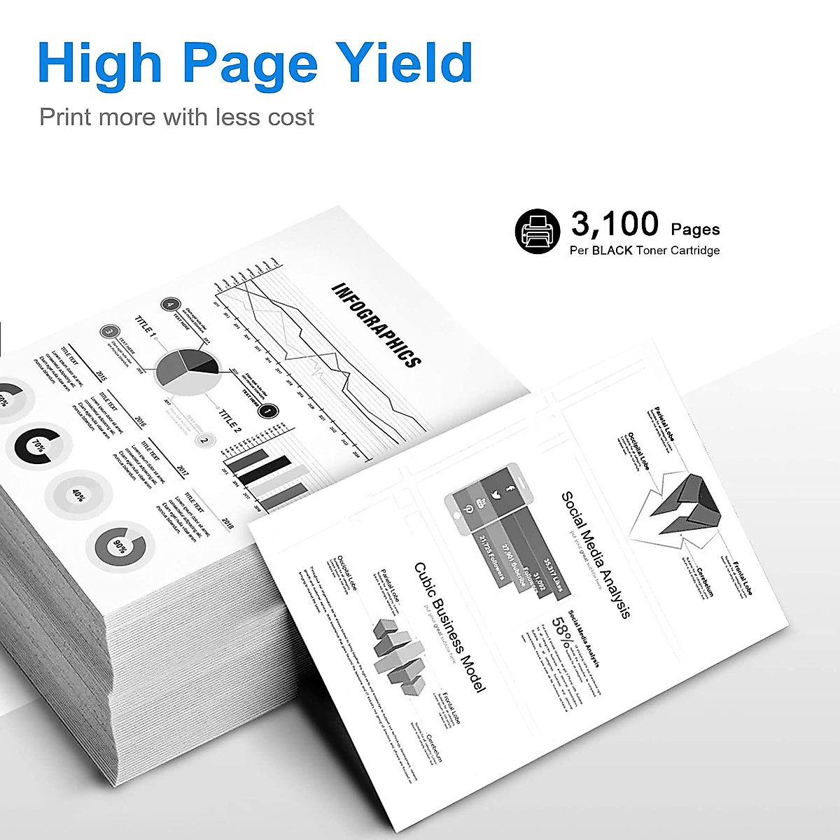 TN660 TN-660 Toner Cartridge High-Yield (1Black) Replacement for Brother HL-L2300D L2340DW L2360DW L2380DW MFC-L2680W L2707DW L2720DW L2740DW DCP-L2520DW L2540DW Printer