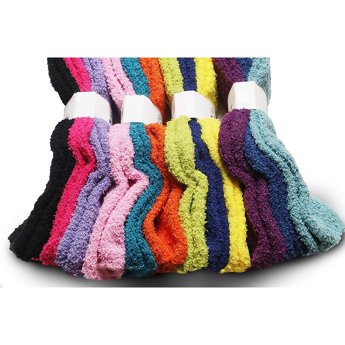 Yacht & Smith 12 Pairs Women Fuzzy Socks Crew Socks, Warm Butter Soft (Solid Assorted 12 Pack)