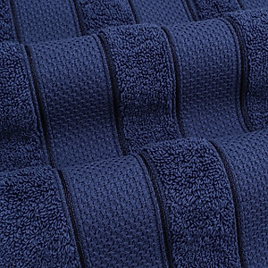 American Soft Linen Salem Bath Towel Set, 100% Cotton 6 Piece Towels for Bathroom, 2 Bath Towels 2 Hand Towels 2 Washcloths, Navy Blue