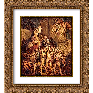 La D?Fense Des Gaules 20x22 Gold Ornate Frame and Double Matted Museum Art Print by Theodore Chasseriau