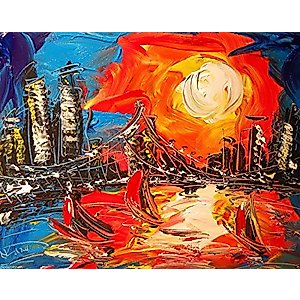 Original Oil Painting Ready to Display Stretched Canvas Landscape Modern Music Instruments Piano Flowers Jazz Hearts Saxophone Abstract Cityscape New York Style Pop Coffee Nude Impressionist Expressionist Guitar Fine Art Gallery Artist Canadian